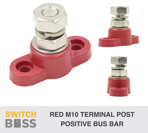 M10 RED Terminal Post Bus Bar Power Distribution Block Stud Heavy Duty ...