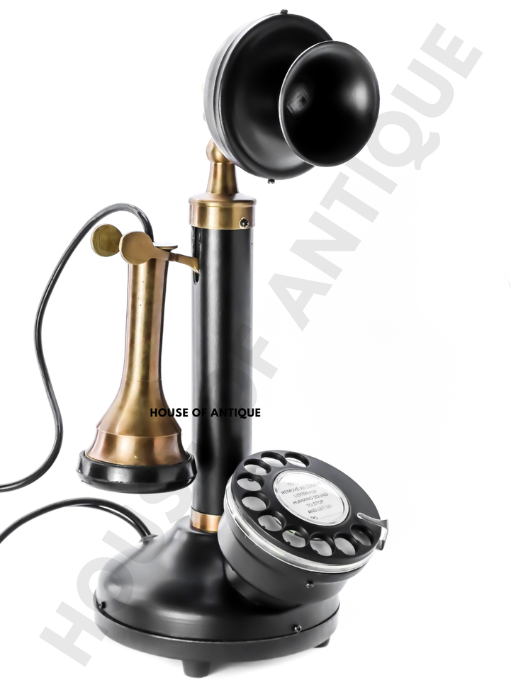 Vintage Candlestick Telephone Brass & Iron Black Decorative Antique ...