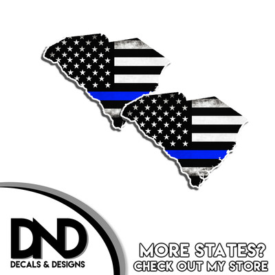 South Carolina State Police Blue Line Decal SC American Flag Sticker 2 ...