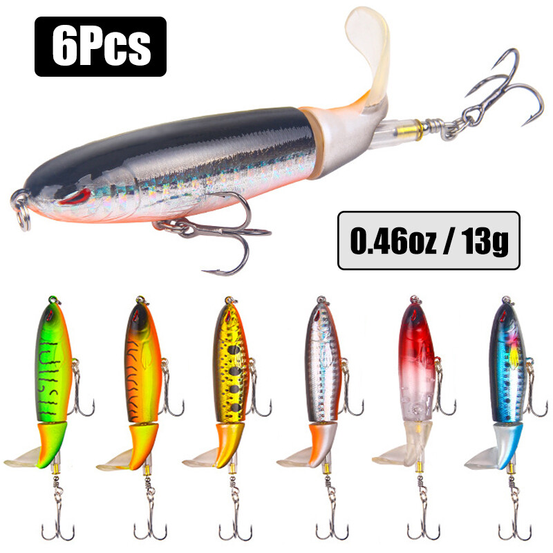 6pcs Whopper Plopper Topwater Floating Fishing Lures Rotating Tail for ...
