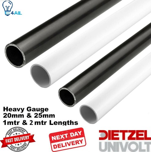 Univolt PVC Round Conduit Heavy Gauge 20MM & 25MM 1MT/2MT Lengths Black ...