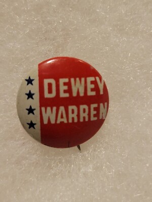 1948 Thomas Dewey & Earl Warren 7/8" / Presidential Campaign Button ...