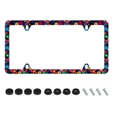 Hippie Flower License Plate Frame Colorful Floral Print License Plate ...