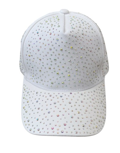 Womens White Rhinestone Bling Adjustable Baseball Cap Hat | eBay