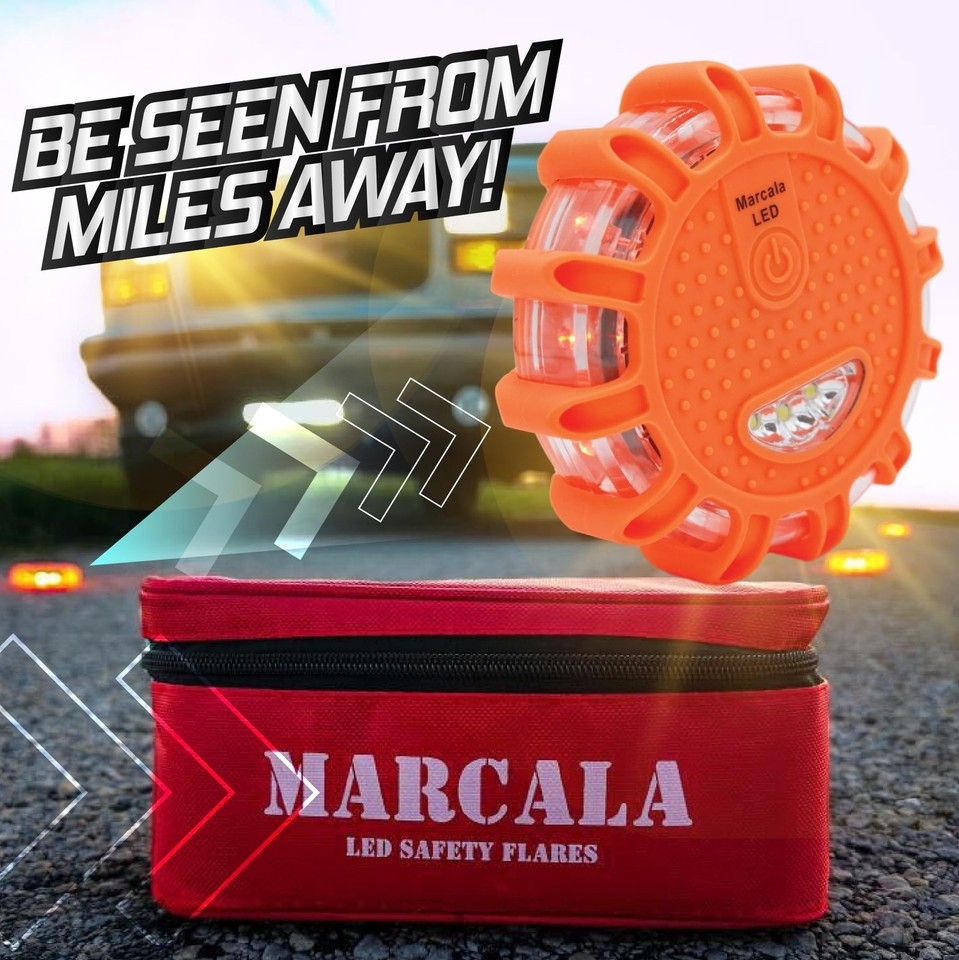 Marcala 6‑Pack LED Road Flares | DOT Compliant Emergency Lights for ...