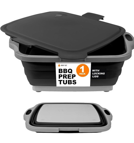 Collapsible BBQ Prep Tub (V2) - For Meal Prep Marinating Food Storage ...