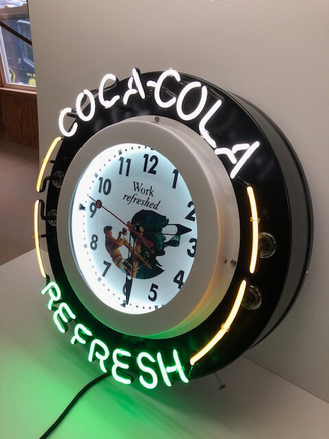 LINEMAN COCA COLA NEON CLOCK. PRISTINE & MINT. 24" DIAMETER! INCREDIBLE ...