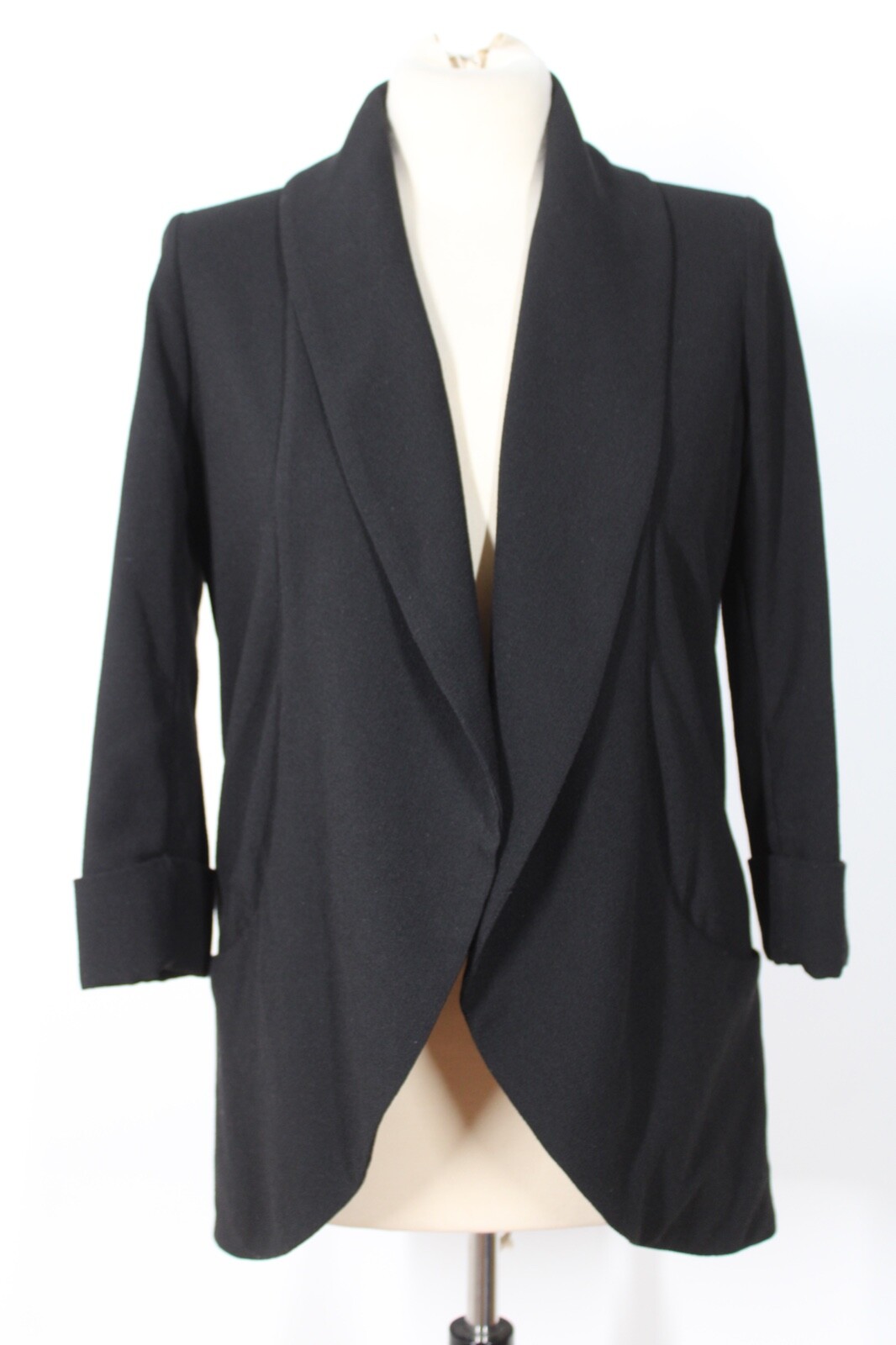 Aritzia Wilfred 2 Black Crepe Open-Front Cuffed Jacket Blazer | eBay