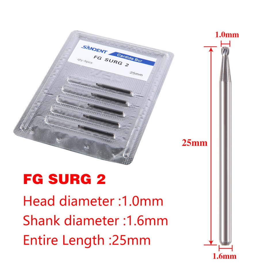 Dental Surgical Carbide Bur Round Burs 1.0mm 1.2mm 1.4mm 1.6mm FG SURG ...