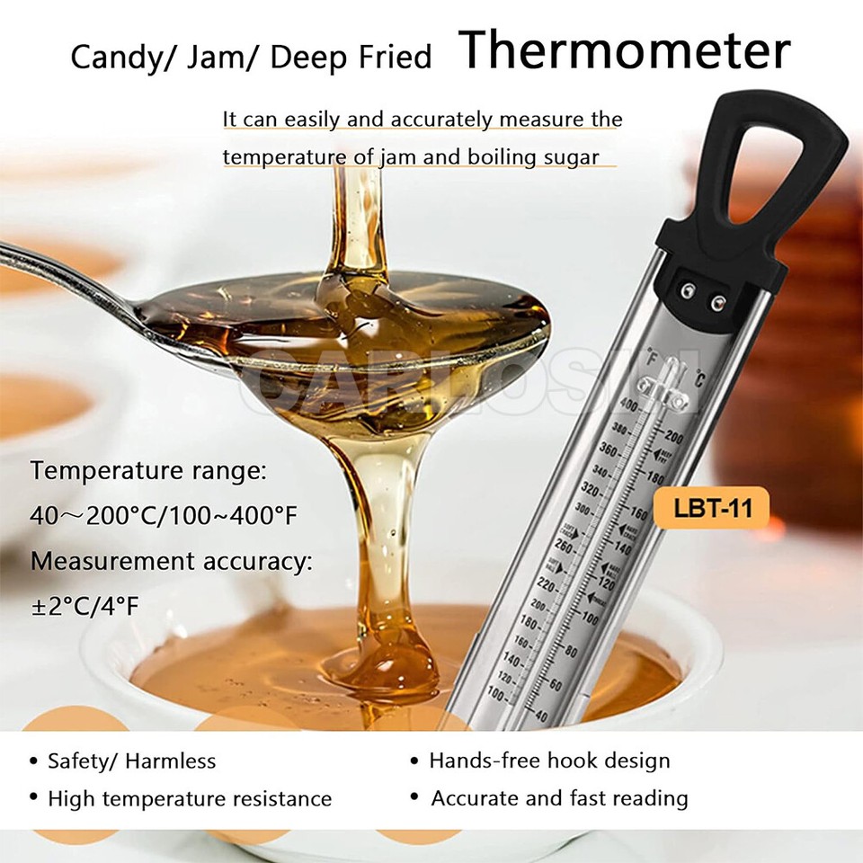 CANDY THERMOMETER Confectionery Jam Sugar Deep Fry Gauge Temperature ...