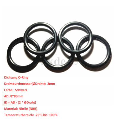 2mm Schwarz Gummidichtungsring NBR Nitrile Ölbeständige O-Ring Dichtung ...