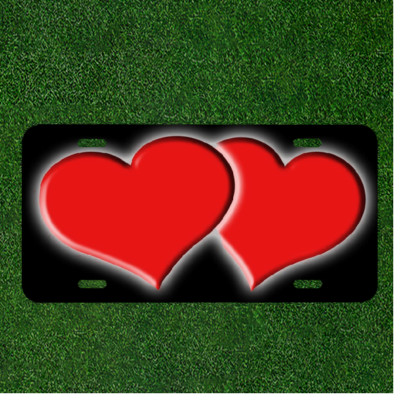 Custom Personalized License Plate Auto Tag With Red Hearts Add Names Or ...
