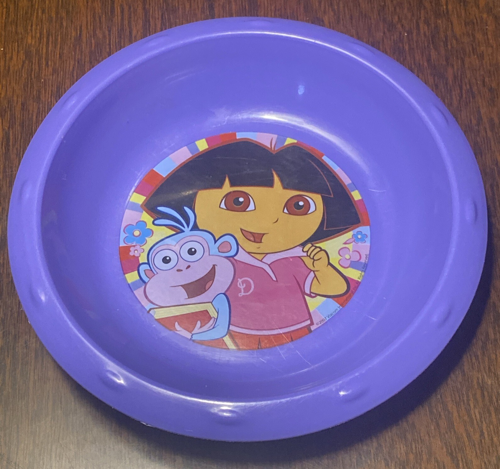 VINTAGE Dora The Explorer Plastic Kids Cereal Bowl Dish - 2007 Purple 6 ...