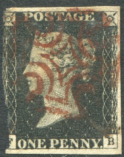 (900) GOOD LIGHTLY USED SG2 QV 1d BLACK "F-B" PLATE 6 RED MALTESE CROSS ...