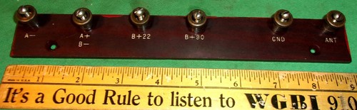 Vintage 9" Radio Terminal Strip Binding Posts A- A+B- B+22 B+90 GND ANT ...