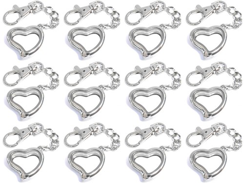 One Dozen (12) Floating Locket Jewelry Heart Keychains with Hook ...