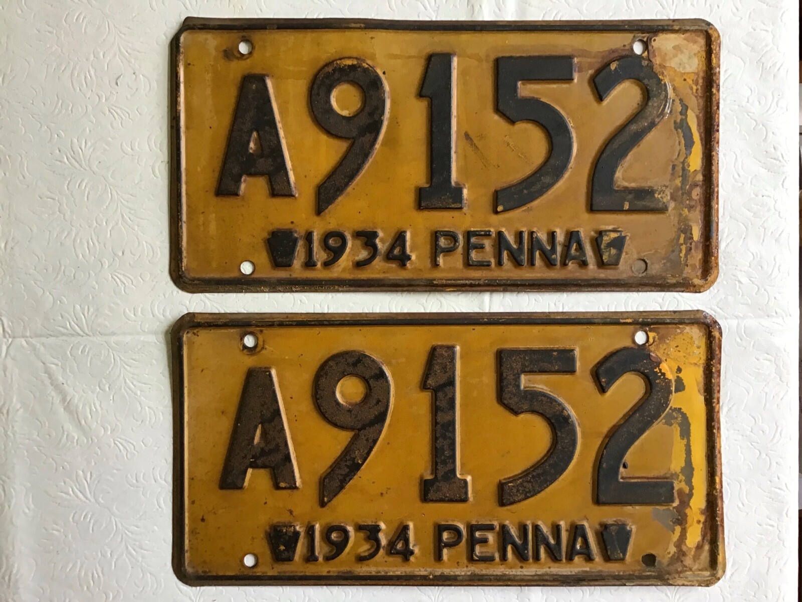 Pair 1934 Penna Pennsylvania License Plate Tag | eBay