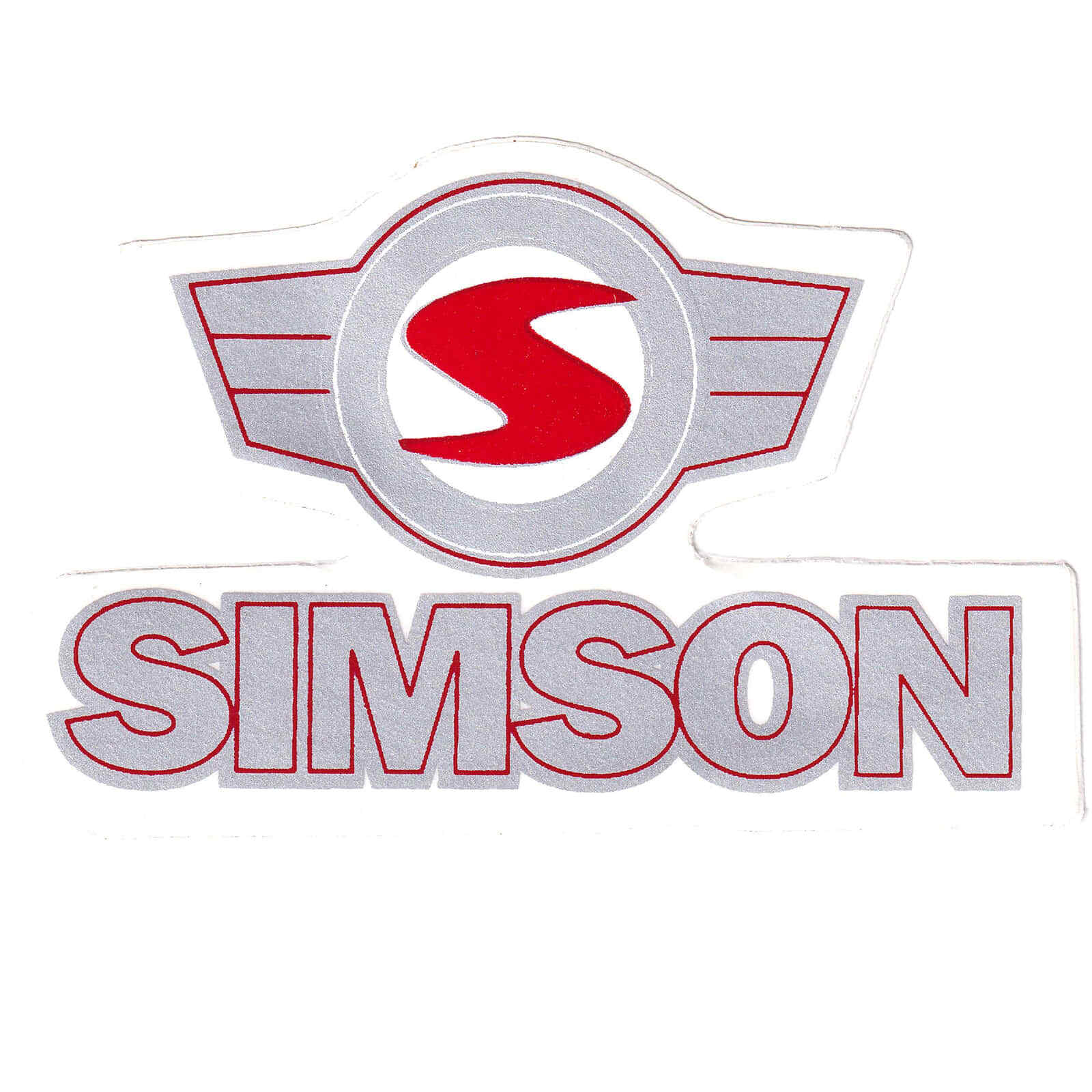 Klebefolie Simson - Schriftzug mit Emblem in Rot-Silber - Simson S53 ...