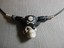 Novelty 18" Pirate Necklace Ceramic Skull Black Leather Cord FIMO Beads ...