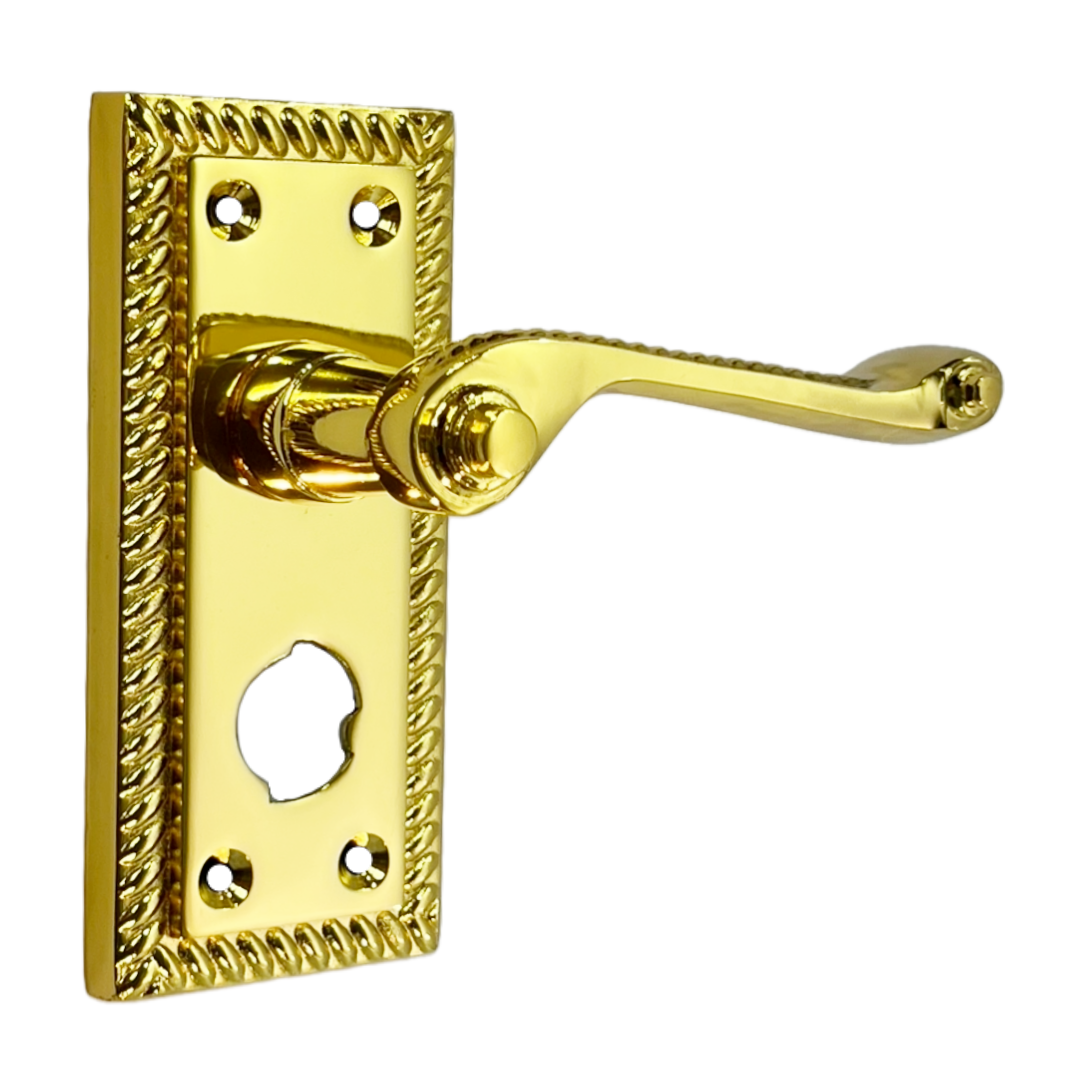 Georgian Door Handles Privacy WC Bathroom Pack Brass 108mm x 48mm ...