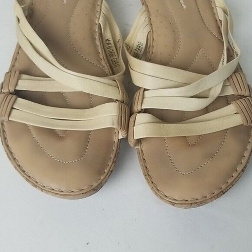 Born Crown Leather Sandals Women 9 Tan Wedge Sandals Strappy Sandals ...