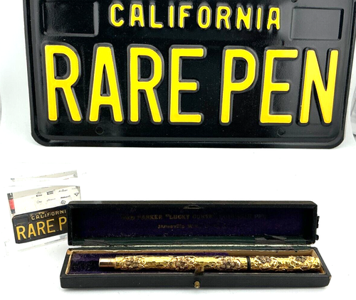 GRAIL PARKER 35 HEAVY FLORAL HAMMERED Repoussé Overlay Fountain Pen ...