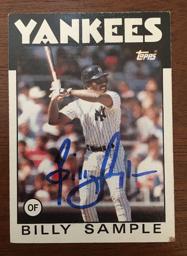 BILLY SAMPLE 1986 TOPPS AUTOGRAPHED SIGNED AUTO BASEBALL CARD YANKEES ...