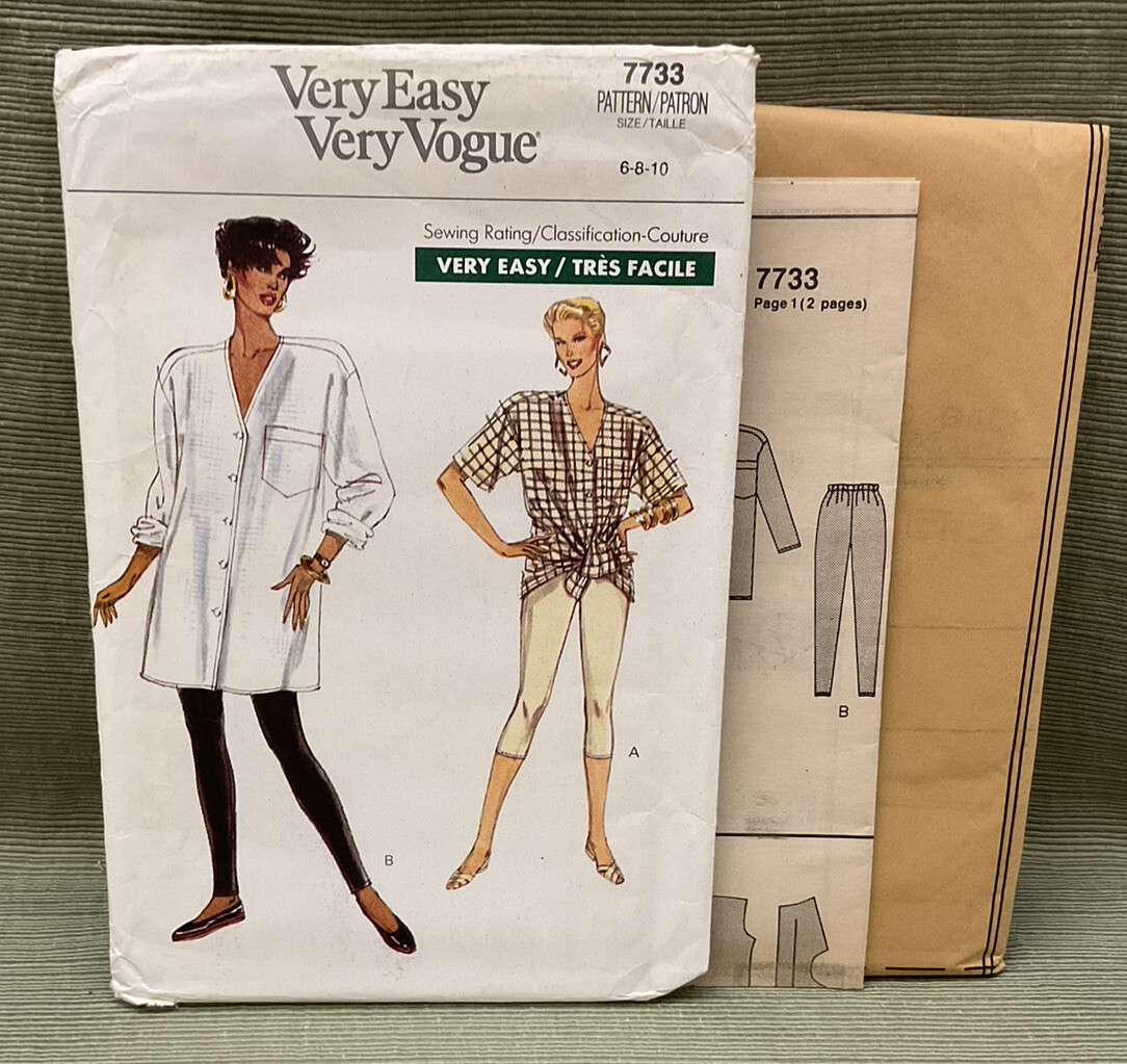 Vogue 7733 Misses/Misses Petite Shirt & Leggings Sewing Pattern 6-8-10 ...