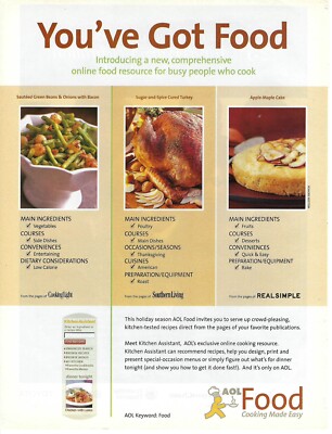 2003 AOL Food You’ve Got Food Online Resource Ingredients Vtg Print Ad ...