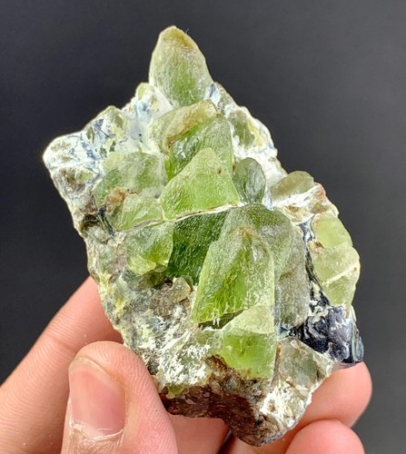 114 Gram Peridot Crystals Bunch with Magnetite Combined Specimen From ...