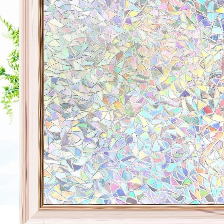 Rainbow Effect Privacy Window Film Frosted Window Decal Stickers Static ...