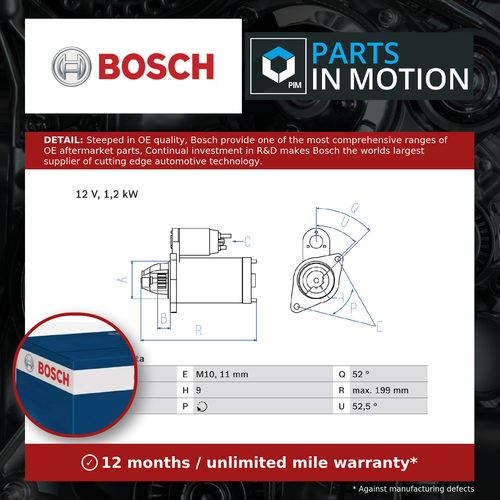 Starter Motor fits BMW 316 E90 1.6 05 to 11 N45B16A Bosch 12417523450 ...