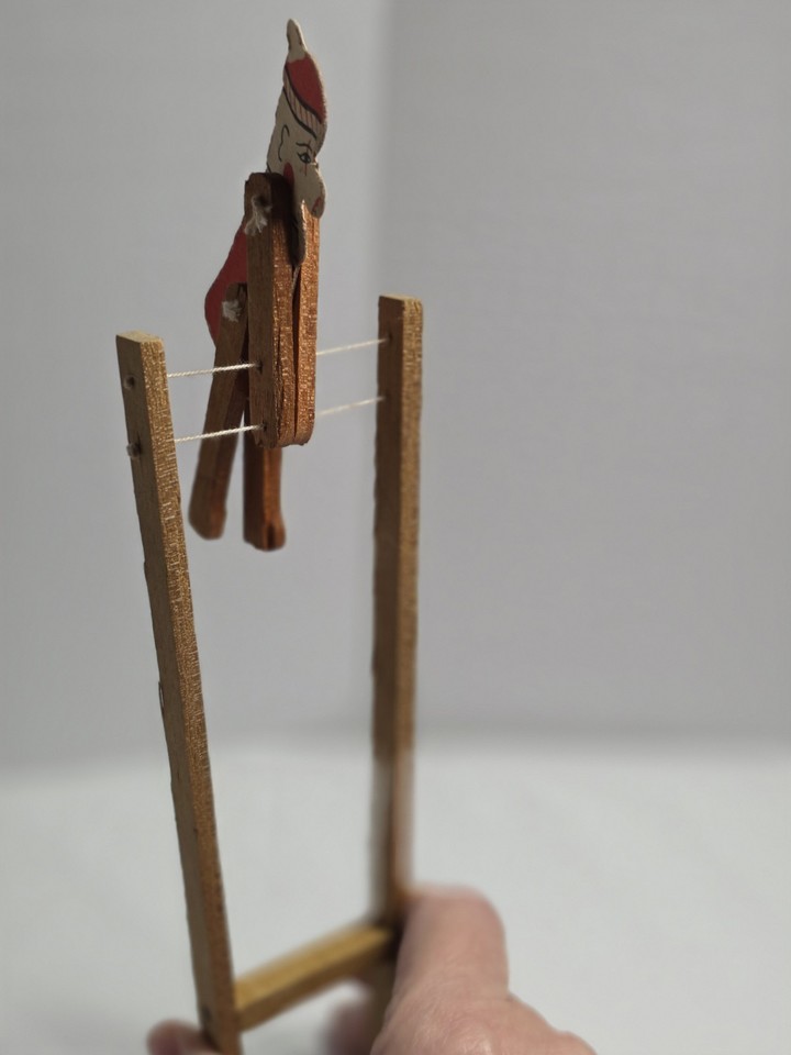 Vintage Handmade Folk Art Wood Toy Acrobat Clown Wooden Flip Toy | eBay