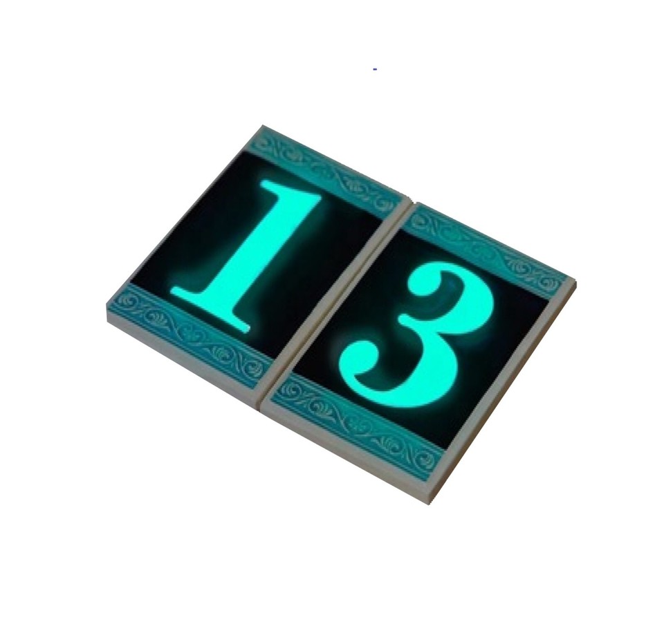 Hand-painted Rome Ceramic Blue House Number Tiles 11 x 7 cm & Wooden ...