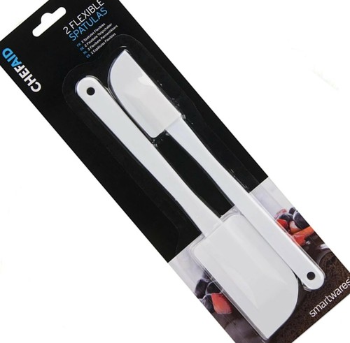 2 x Chef Aid Flexible Spatulas Cooking Baking Icing Bowl Scraper ...