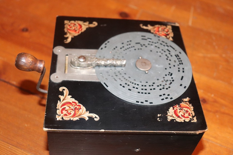 ANTIQUE MUSIC BOX ORGANETTE WITH FIVE 4 3/4 " DISCS BY SCHMIDT & CO | eBay