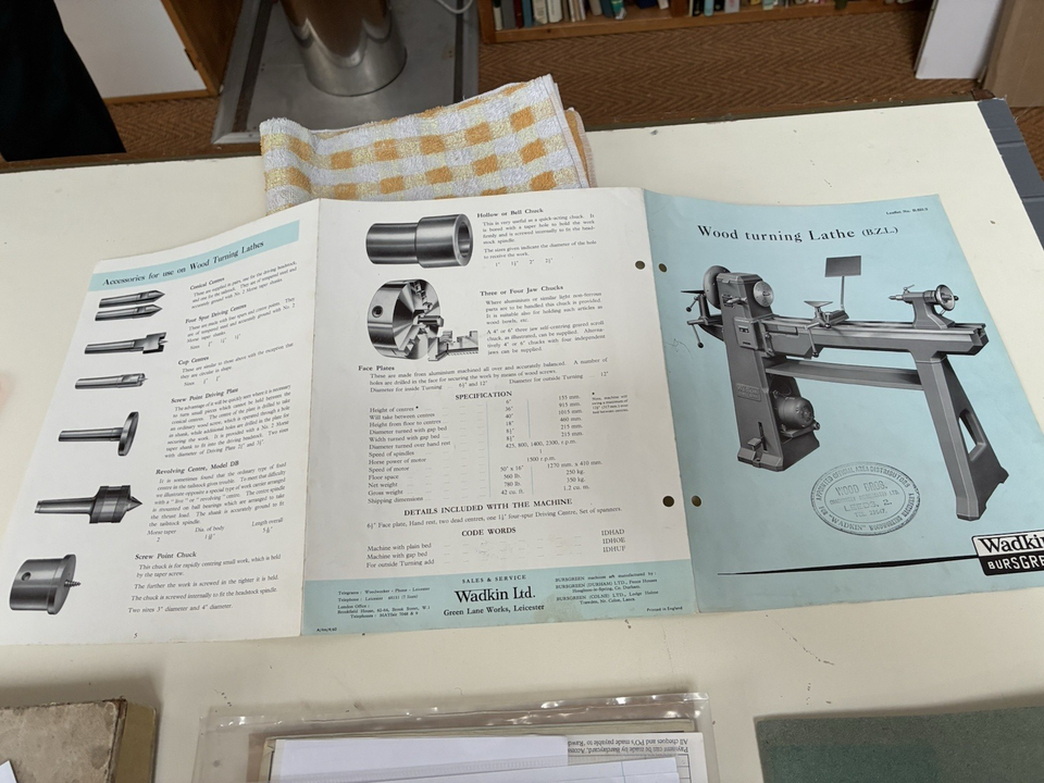 Wadkin Bursgreen 3 phase wood lathe 6BZL 36" with traversing & cross ...