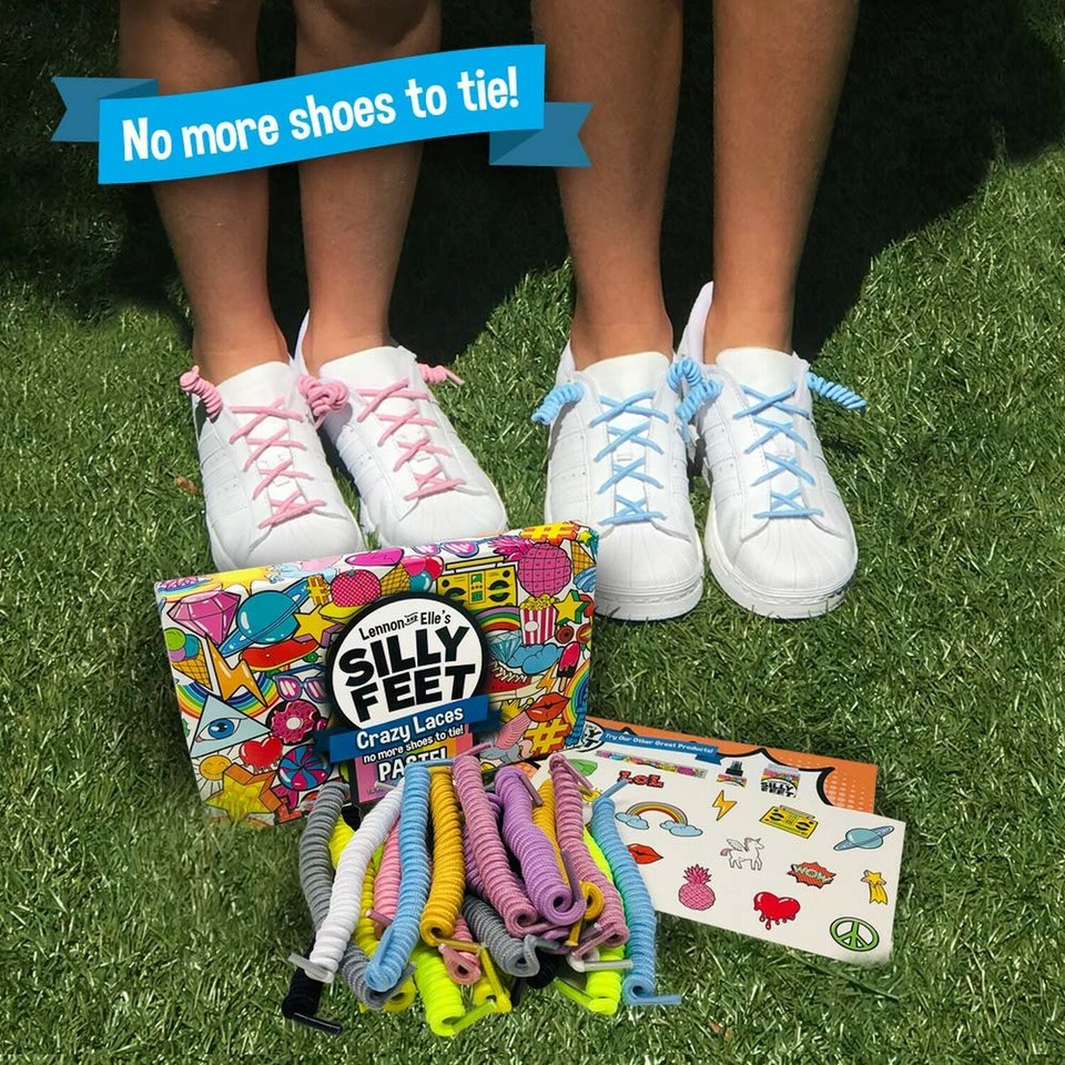 Silly Feet No Tie Shoelaces Kids Shoe Laces Curly Twisty Elastic Shoe ...