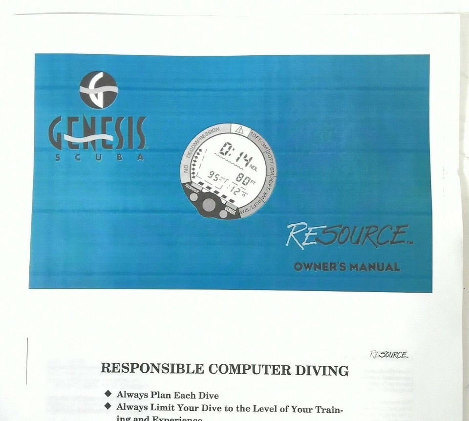 Genesis Resource Scuba Dive Computer Printed Manual 64 Pages | eBay
