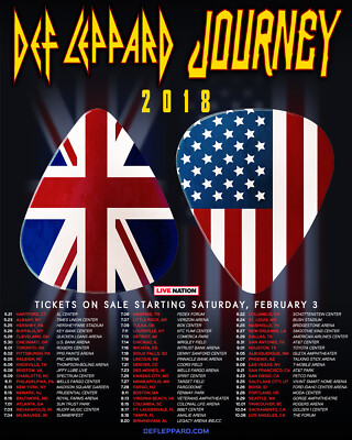 DEF LEPPARD /JOURNEY 2018 CONCERT TOUR POSTER -UK & US Guitar Picks ...