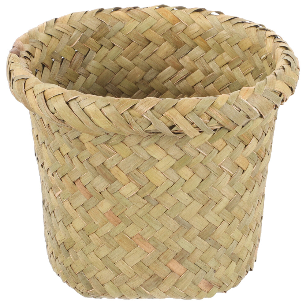 Small Black Trash Can Weaving Storage Basket for Car Baskets Office ...