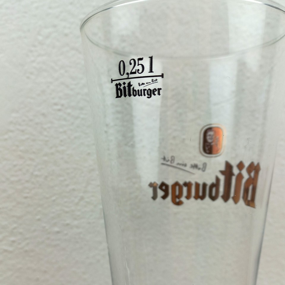 Bitburger Beer Glass German Draught Beer Metallic Copper Coloured Logo ...