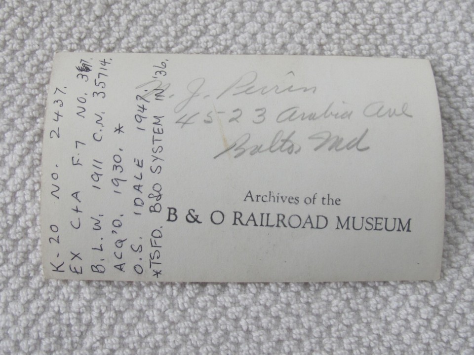 Vintage Photo Baltimore & Ohio B&O Steam Locomotive 2437 K-20 Railroad ...