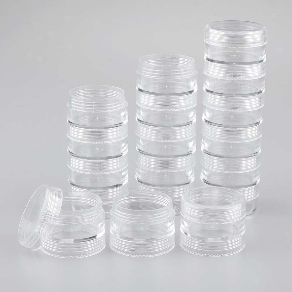 3 Sets 18 Empty STACKABLE INTERLOCKING Clear Storage Containers Round ...