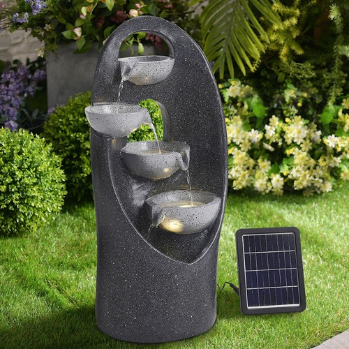 Outdoor Garden Water Feature Solar Powered Cascade Water Fountain With ...