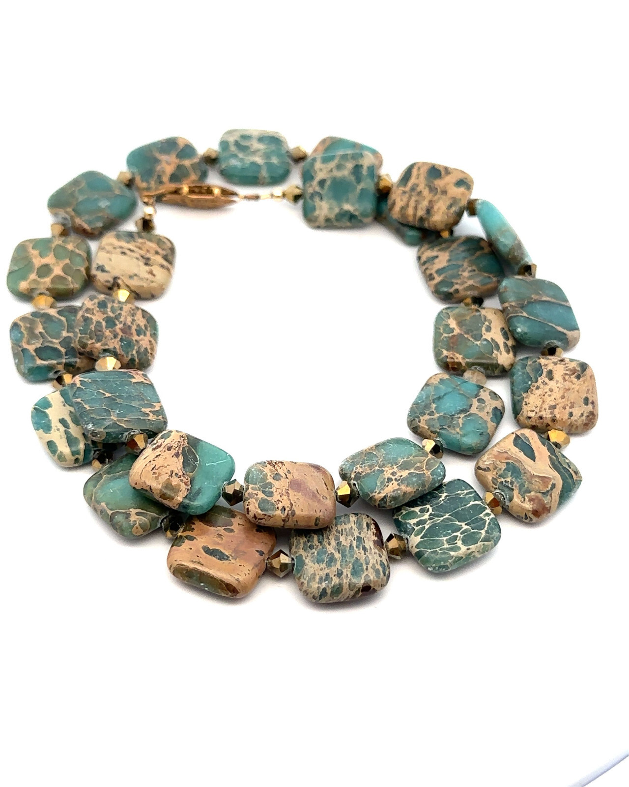 Necklace Green and Beige Jasper | eBay