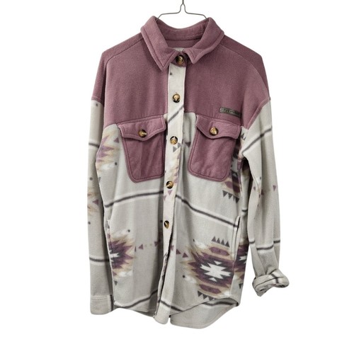 Simply Southern Dusty Pink and Gray Sweater Jacket Shacket Womens Size ...