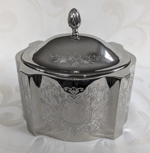 Vintage Silver Plate Trinket Jewelry Box w Lid Red Velvet Inside ...