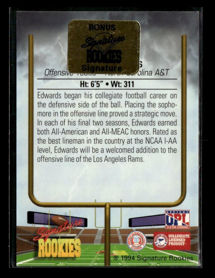 1994 Signature Rookies #NNO Ron Edwards Bonus Autographs #/7750 | eBay
