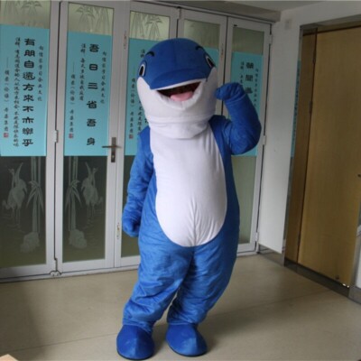 New Dolphin Mascot Costume Adult Halloween Dress Up Fancy Dress Set | eBay